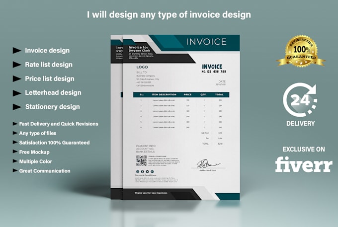 Do any type of invoice, rate list, price list, letterhead, stationery ...