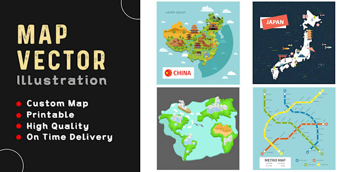 Create a vector charming map illustration by Tanv_r | Fiverr