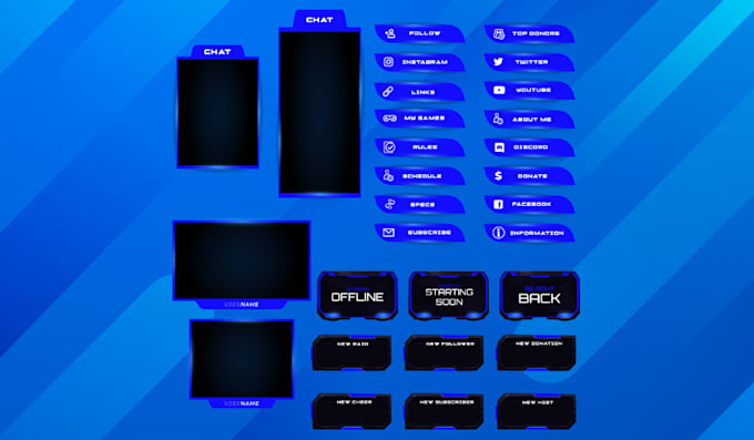 Send overlays stream classic blue all in one pack by Joselebre | Fiverr
