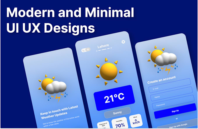 Create modern, unique minimal ui ux design for mobile app by Amnuix ...