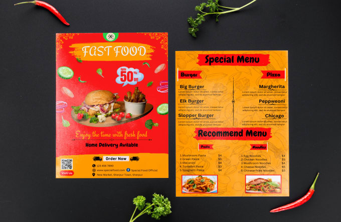 Do attractive restaurant menu design, food flyer, price list by ...