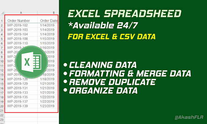 Quickly clean, merge and organize your valuable excel or csv data by Akashflr | Fiverr