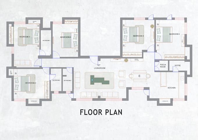 Do 2d furniture floor plan layout by Myriad_studio | Fiverr