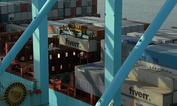 Make a video of container unloading with your company logo by Holi360 ...