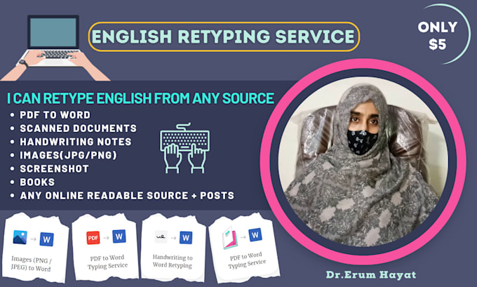 Offer english retyping service from handwritten, scanned images or pdf ...