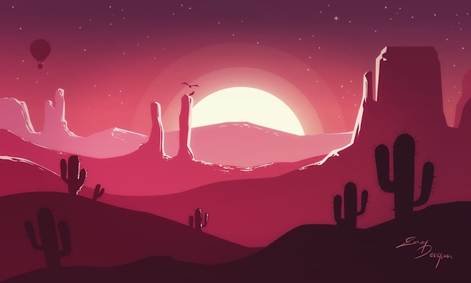 Create amazing vector landscapes for your projects by Zanydesigner | Fiverr