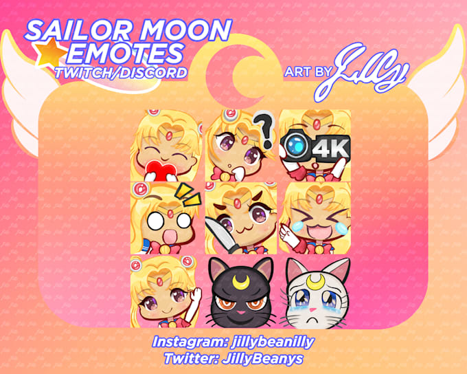 Sell sailor moon emotes for twitch and discord by Jillybeany | Fiverr
