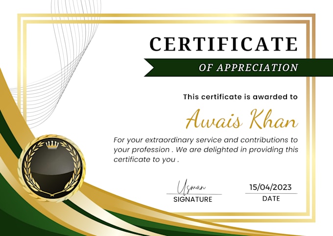 Design best looking certificate for you by Hf480120 | Fiverr