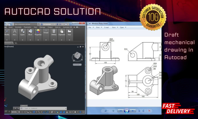 Draft 2d mechanical drawing in auto cad or civil 3d in short time by ...