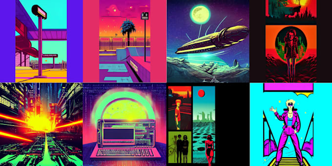 Draw an awesome retrowave cover art for your album by Jasperalken | Fiverr
