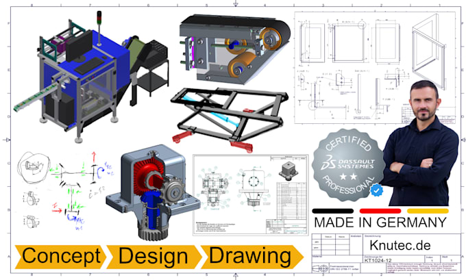 Creat 3d models 2d drawings 3d rendering in solidworks by Knutec | Fiverr