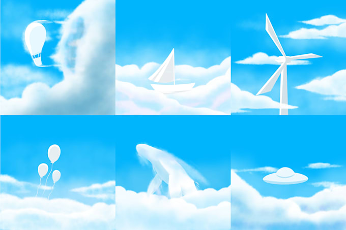 Draw a simple blue sky and clouds by Haruvu | Fiverr