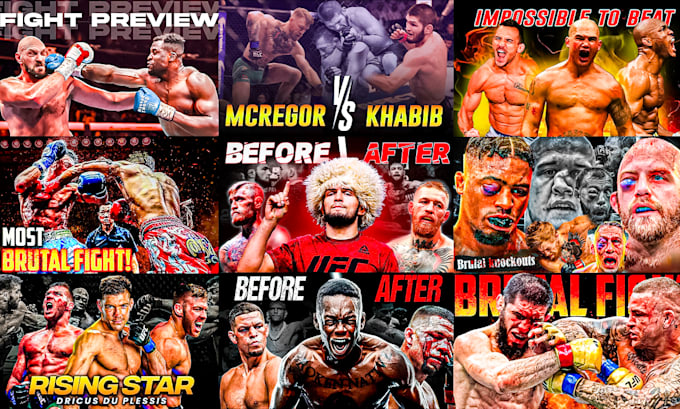 Create attractive youtube thumbnails for ufc mma and boxing channels by ...