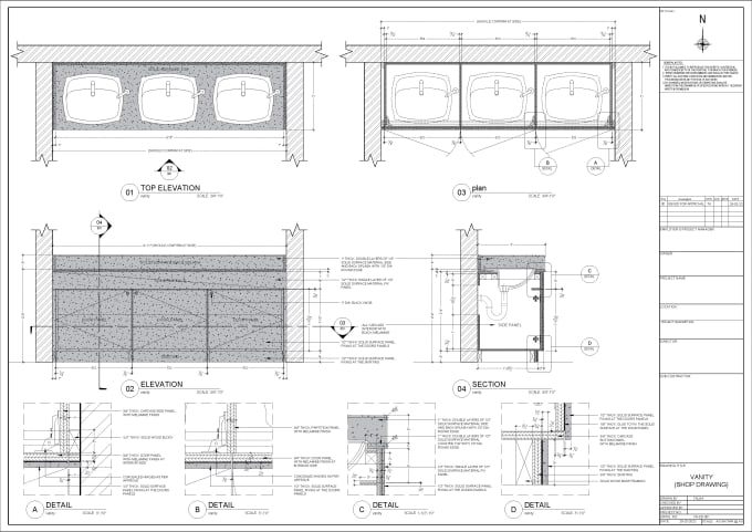 Do vanity cabinet shop drawing by Zeeshandrafter | Fiverr