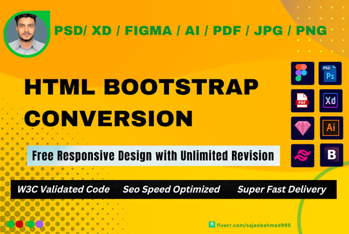 Convert psd to html, figma to html with responsive design by Sajeebahmed995 | Fiverr