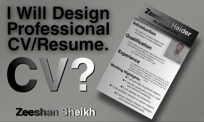 Design beautiful cv as a professional cv maker by Zeeshansheik556 | Fiverr