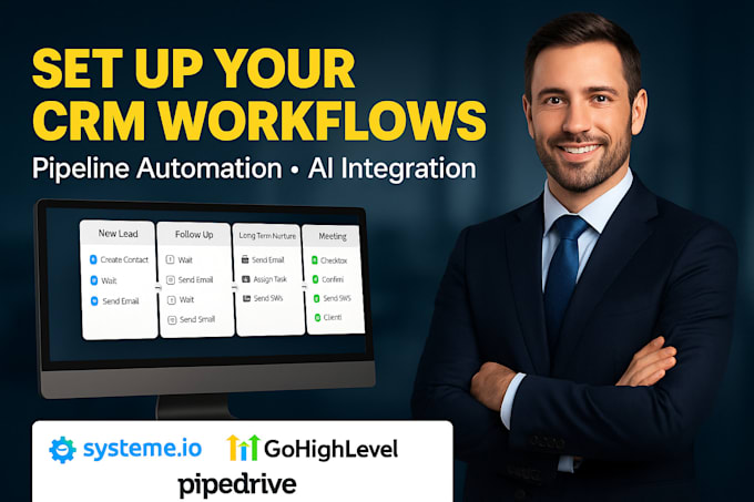 Setup systeme io gohighlevel pipeline pipedrive crm ai automation workflow agent by Carl_lead ...