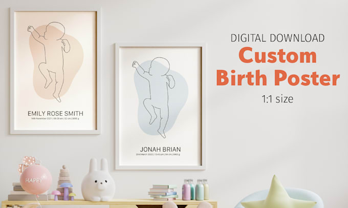 Create custom birth poster in scale to baby length by Kessadesign | Fiverr