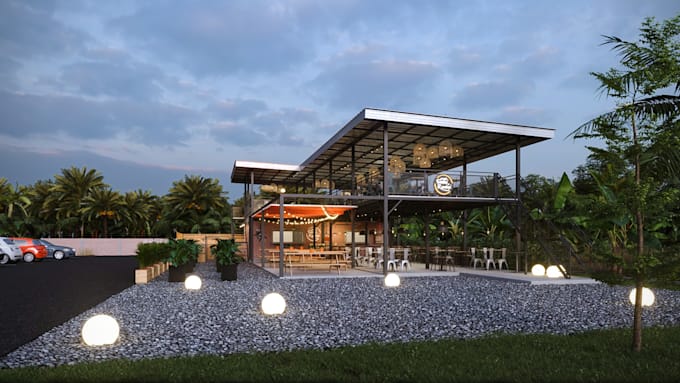 Create high quality exterior restaurant 3d renderings archviz by Vvfy ...