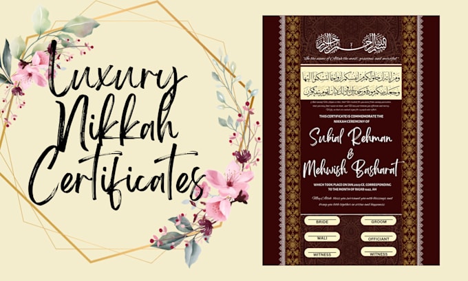 Make unique islamic nikkah certificates by Kanwal2022 | Fiverr