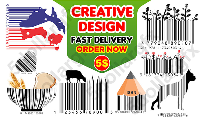 Design unique custom shape barcode label tag sticker logo kdp isbn by ...