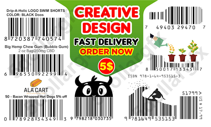 Design custom description barcode or qr code with logo for label tags ...