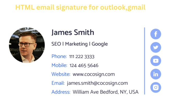 Create html email signature clickable email signature by Tajbir890 | Fiverr