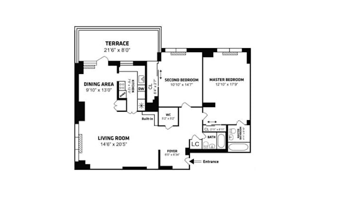 Draw a simple 2d floor plan