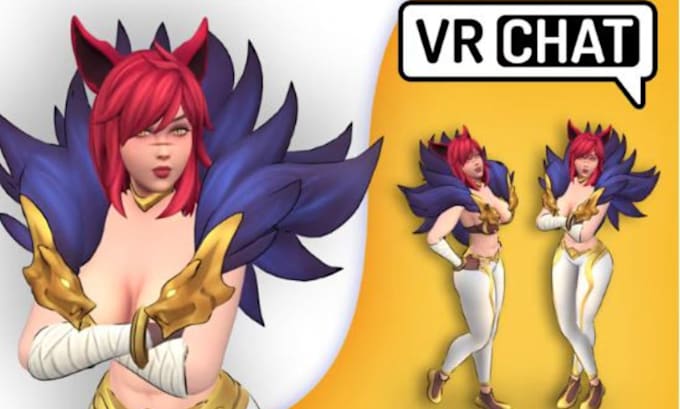 Do a custom vr chat avatar for vtube, vroid, fursona 3d model, vrc oculus quest2 by Labakepearls ...