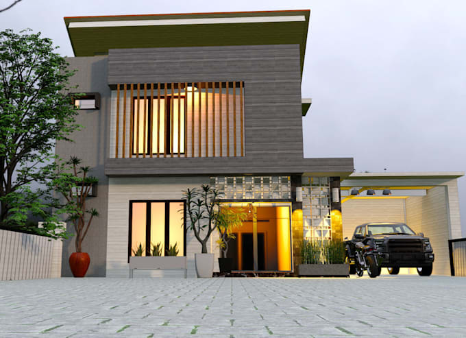 Make a 3d sketchup model for the exterior architectural design by ...