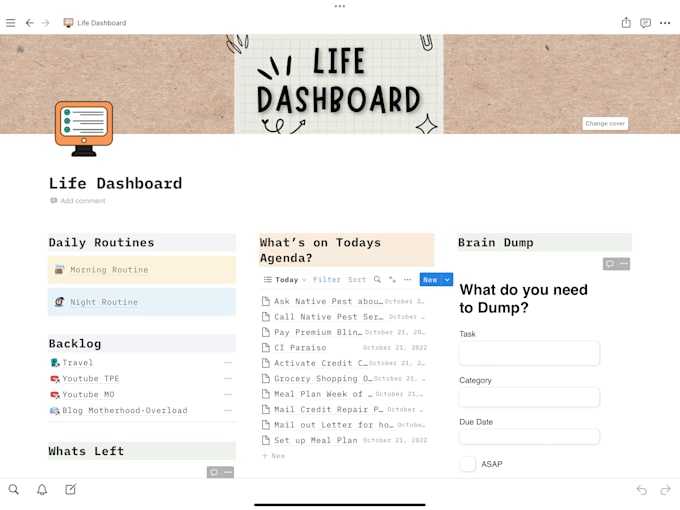 Make notion dashboard personalized for you by Bmehl91 | Fiverr