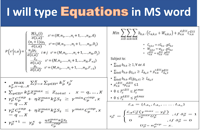 Type mathematical equations in ms word by Hirah_asghar | Fiverr