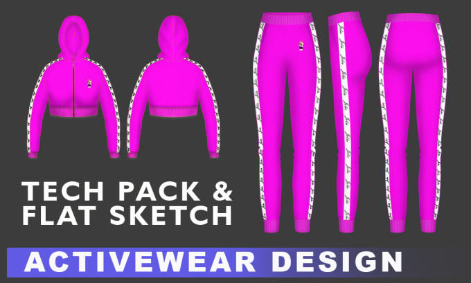 Design professional activewear design and tech pack by Nahidamoon | Fiverr