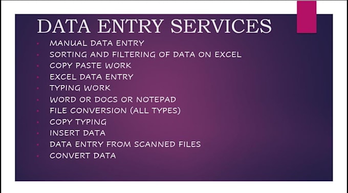 Do data entry, excel, typing, copy paste, file conversions by Pratham ...