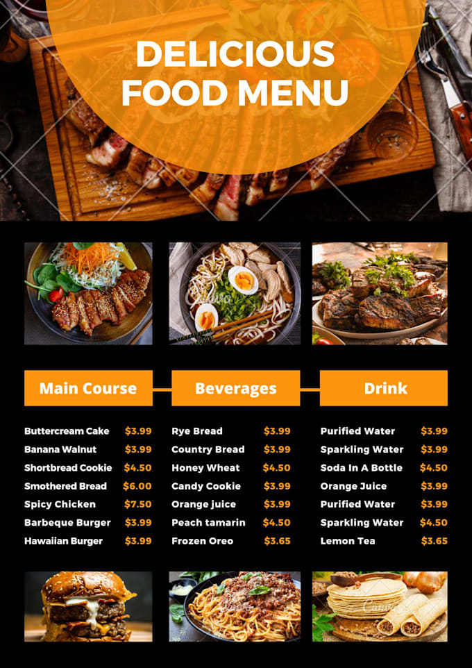 Do menu design, food menu, restaurant menu, price list by Ovidas23 | Fiverr