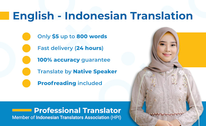 Professionally translate english to indonesian in 24 hours by ...
