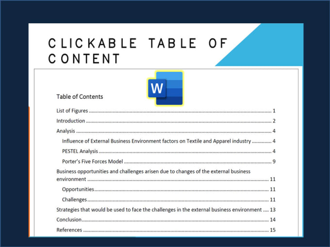 Create Clickable Table Of Content In Ms Word Or Pdf By Pixel Ave Fiverr