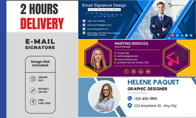 Make a professional email signature clickable html email template with logo by Emailsignatured ...