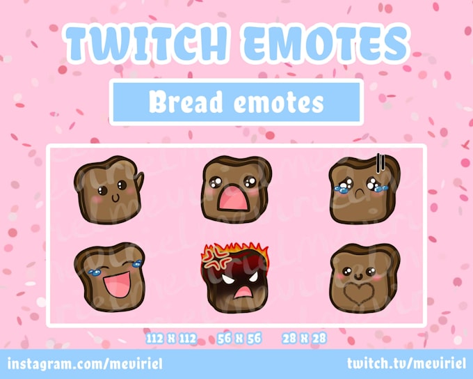 Deliver these ready to use bread toast twitch emotes pack of 6 by ...