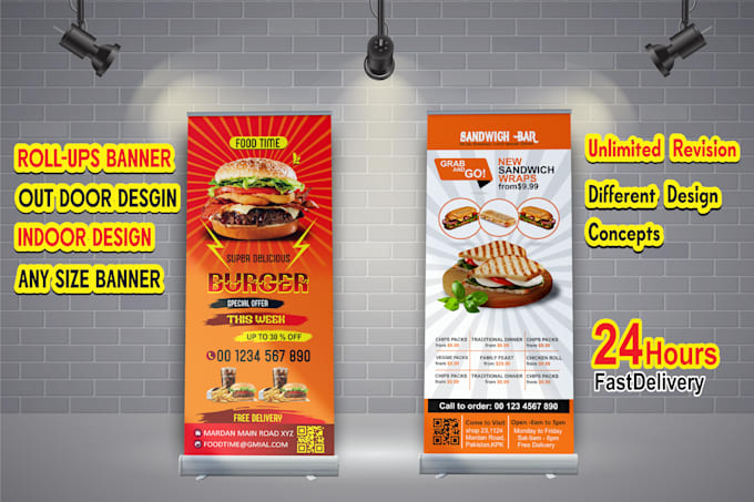 Design modern food rollup banner,signboard billboard,yard by ...