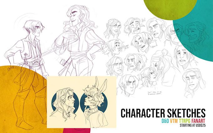 Draw your character sketches by Rayvanrooyen | Fiverr