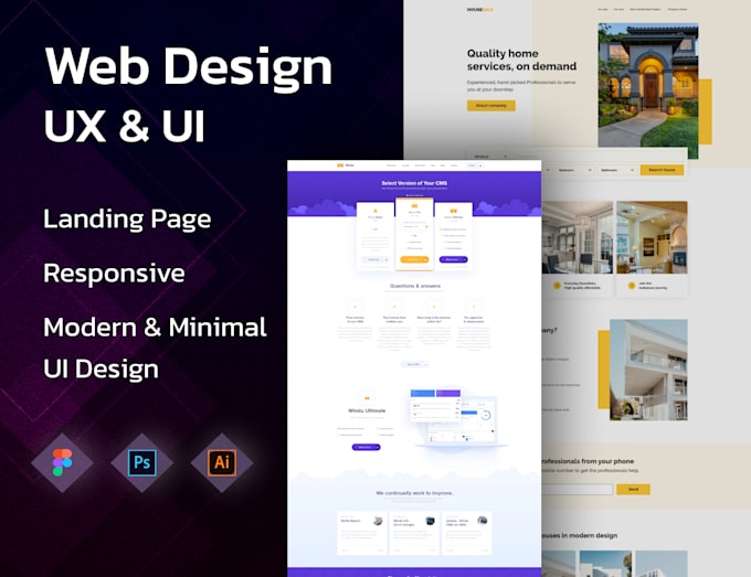 Responsive website ui ux design, web ui, or landing page ui design in ... Responsive website ui ux design, web ui, or landing page ui design in ...