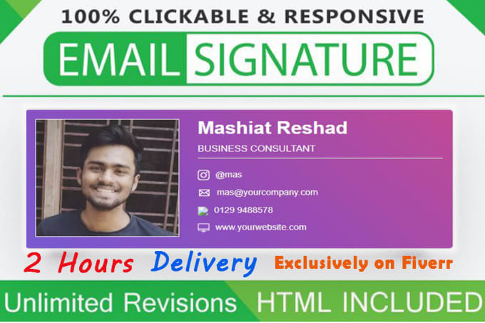 Create clickable email signature html by Mashiat24 | Fiverr Create clickable email signature html by Mashiat24 | Fiverr