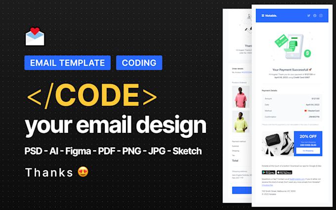 Convert your design into html email template by Nizasalua | Fiverr