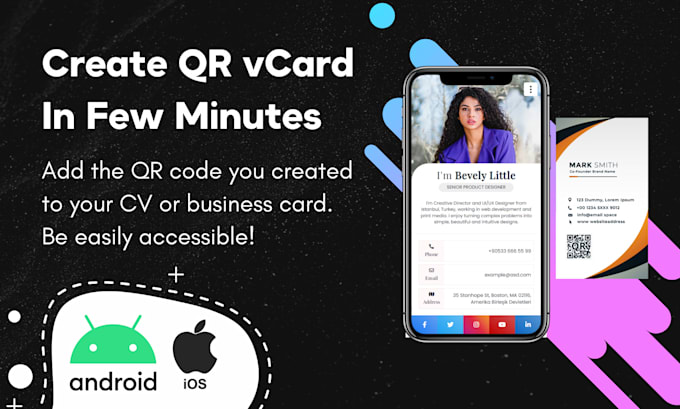 Design digital business card vcard and qr code by Mkilicer | Fiverr