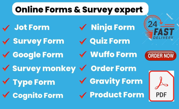 Create jotform ,google form, cognito form ,survay form, online form ... Create jotform ,google form, cognito form ,survay form, online form ...