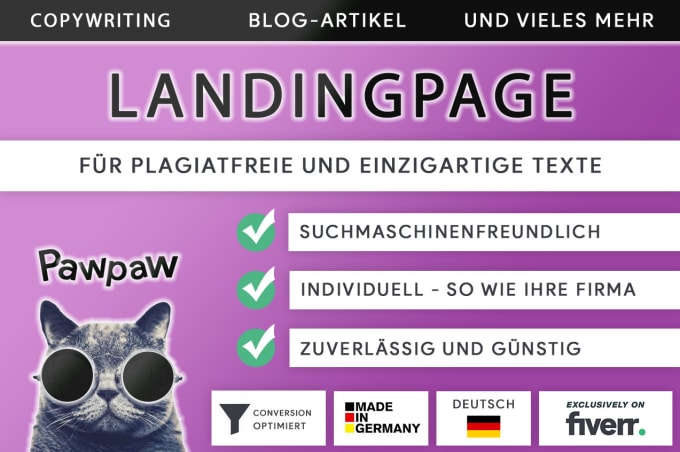 Deutsche texte für landingpage erstellen by Pawpawcat | Fiverr Deutsche texte für landingpage erstellen by Pawpawcat | Fiverr