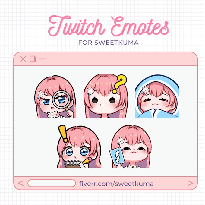 Create cute custom twitch emotes by Sweetkuma | Fiverr