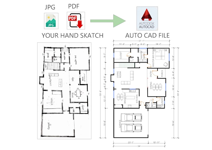 Design architectural floor plan in auto cad or pdf to cad by Imdadulrimon | Fiverr