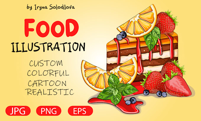 Create food illustration for restaurant or cafe menu, poster design by ...